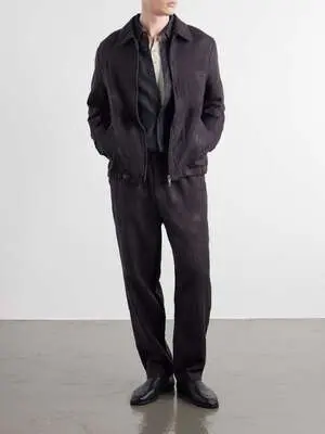 Barena Venezia Garment-dyed Houndstooth Wool Blouson Jacket
