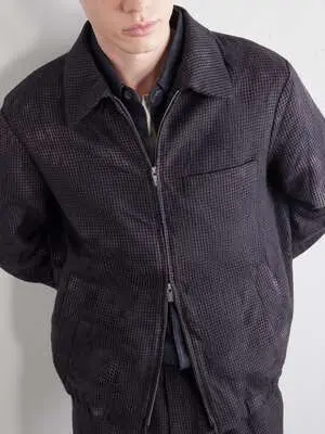 Barena Venezia Garment-dyed Houndstooth Wool Blouson Jacket