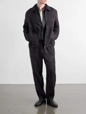 Barena Venezia Garment-dyed Houndstooth Wool Blouson Jacket