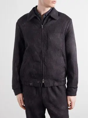 Barena Venezia Garment-dyed Houndstooth Wool Blouson Jacket