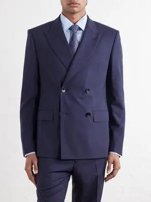 Mr P. Houndstooth Wool Double-breasted Suit Jacket