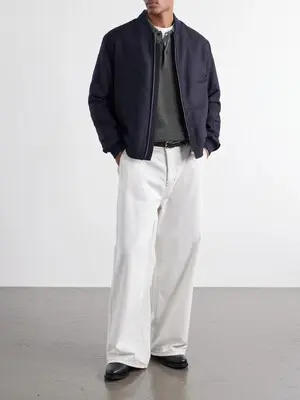 Mr P. Striped Wool-twill Bomber Jacket
