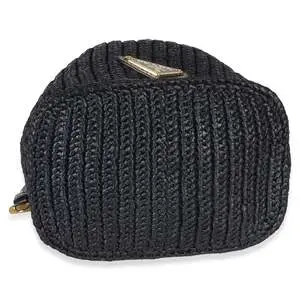 Prada Yarn Raffia Effect Crochet Drawstring Bucket Bag