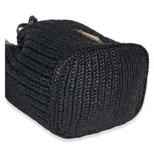 Prada Yarn Raffia Effect Crochet Drawstring Bucket Bag