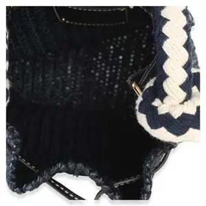 Prada Yarn Raffia Effect Crochet Drawstring Bucket Bag