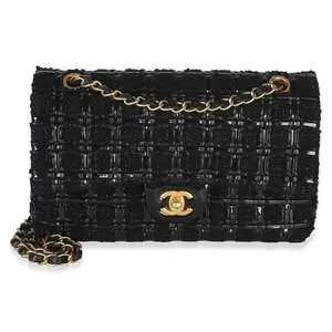 Chanel Tweed Woven Patent Classic Double Flap Bag