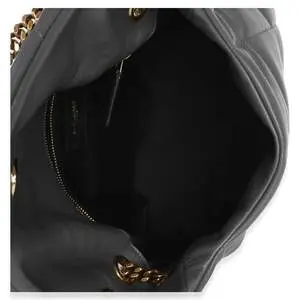 Saint Laurent Quilted Lambskin Loulou Puffer Chain Satchel - Gray