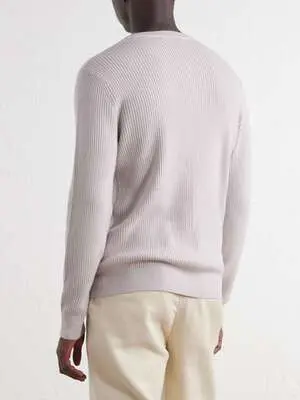 Mr P. Ribbed Wool And Cashmere Henley Sweater