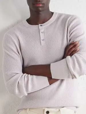 Mr P. Ribbed Wool And Cashmere Henley Sweater