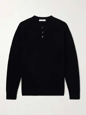 Mr P. Ribbed Wool And Cashmere Henley Sweater - Black