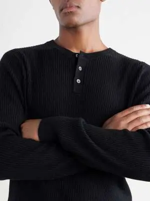 Mr P. Ribbed Wool And Cashmere Henley Sweater