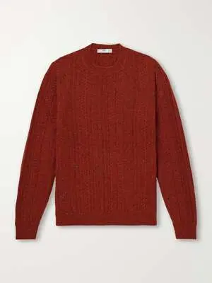 Inis Meáin Herringbone Merino Wool And Cashmere-blend Sweater