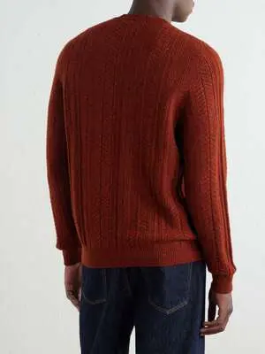 Inis Meáin Herringbone Merino Wool And Cashmere-blend Sweater