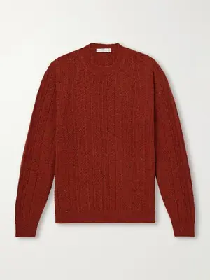 Inis Meáin Herringbone Merino Wool And Cashmere-blend Sweater - Red
