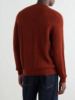 Inis Meáin Herringbone Merino Wool And Cashmere-blend Sweater