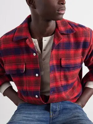 FORTELA Baker Camp-collar Checked Cotton Shirt