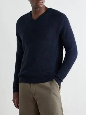 Auralee Alpaca Blend Sweater - Blue