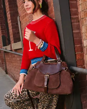 AIMEE Dash Satchel - Fudge Suede