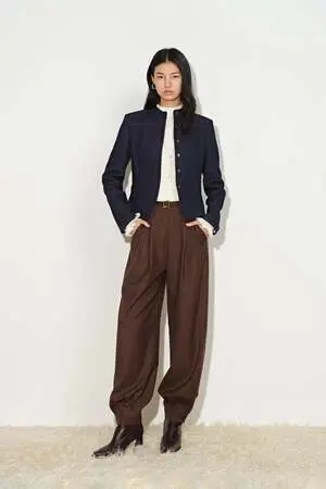 Fabrique Ivy Herringbone Cinched Waist Jacket - Blue