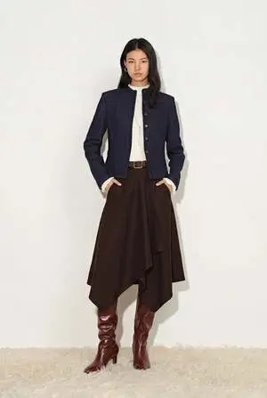 Fabrique Ivy Herringbone Cinched Waist Jacket - Blue