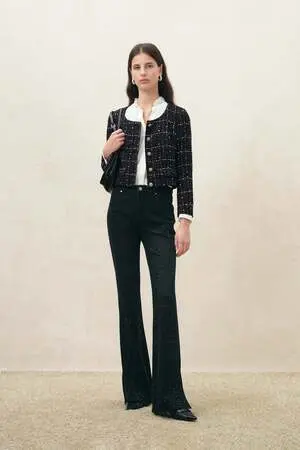 Fabrique Eleanor Metallic Flecked Houndstooth Jacket In Tweed - Black