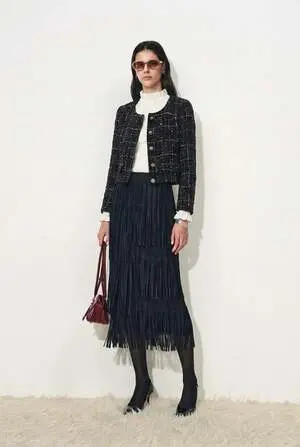 Fabrique Eleanor Houndstooth Tweed Jacket - Black