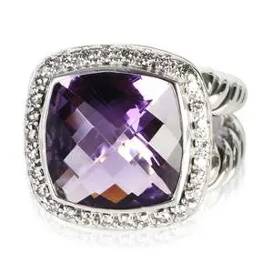 David Yurman Sterling Silver Amethyst And Diamond Albion Ring - Sterling_silver
