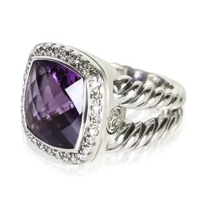 David Yurman Sterling Silver Amethyst And Diamond Albion Ring