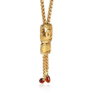 Chanel Gold-plated 1996 Vintage Gripoix Cc Bolo Tie Necklace - Gold_plated