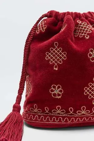 Rixo Orla Waffle Soutache Embroidery Pouch