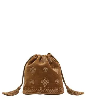 Rixo Orla Waffle Soutache Embroidery Regular Bag Brown