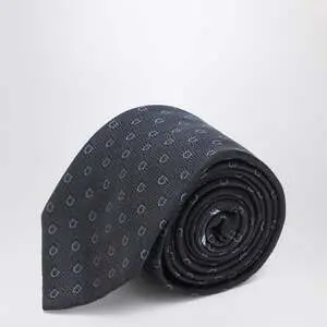 FERRAGAMO Dark Gancini Silk Jacquard Tie