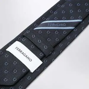 FERRAGAMO Dark Gancini Silk Jacquard Tie