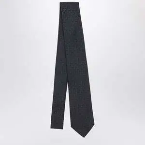 FERRAGAMO Gancini Silk Jacquard Tie - Blue