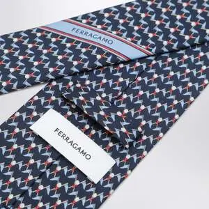 FERRAGAMO Navy Club Silk Tie