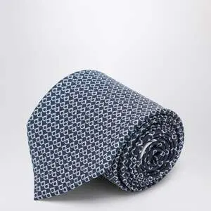 FERRAGAMO Navy Gancini Square Silk Tie