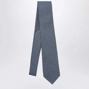 FERRAGAMO Navy Gancini Square Silk Tie