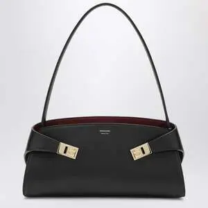 FERRAGAMO Burgundy Calfskin Shoulder Bag - Black