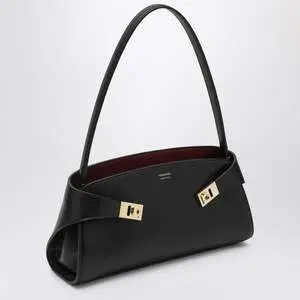 FERRAGAMO Burgundy Calfskin Shoulder Bag - Black