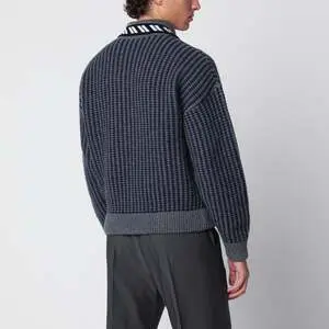 Versace Dark Wool Zip-up Cardigan