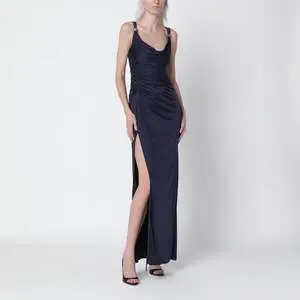 Versace Navy Viscose Jersey Evening Dress