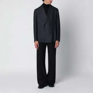Tagliatore Petrol Double-breasted Wool And Silk Jacket