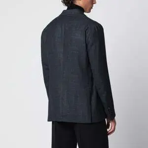 Tagliatore Petrol Double-breasted Wool And Silk Jacket