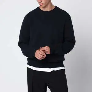 Soft Goat Navy Cashmere Crewneck Sweater - Blue
