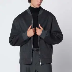 Soft Goat Dark Wool And Cashmere Bomber Jacket