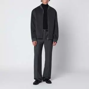 Soft Goat Dark Wool And Cashmere Bomber Jacket