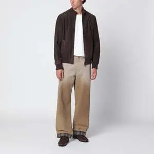 SALVATORE SANTORO Dark Suede Bomber Jacket