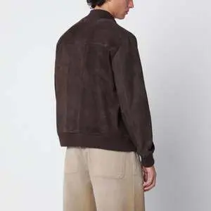 SALVATORE SANTORO Dark Suede Bomber Jacket