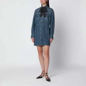 Valentino Garavani Medium Denim Dress With Polka-dot Scarf