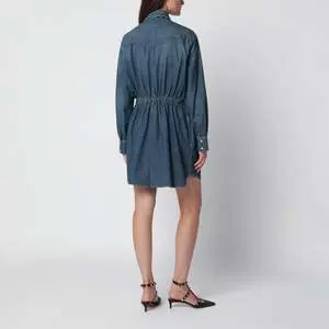 Valentino Garavani Medium Denim Dress With Polka-dot Scarf
